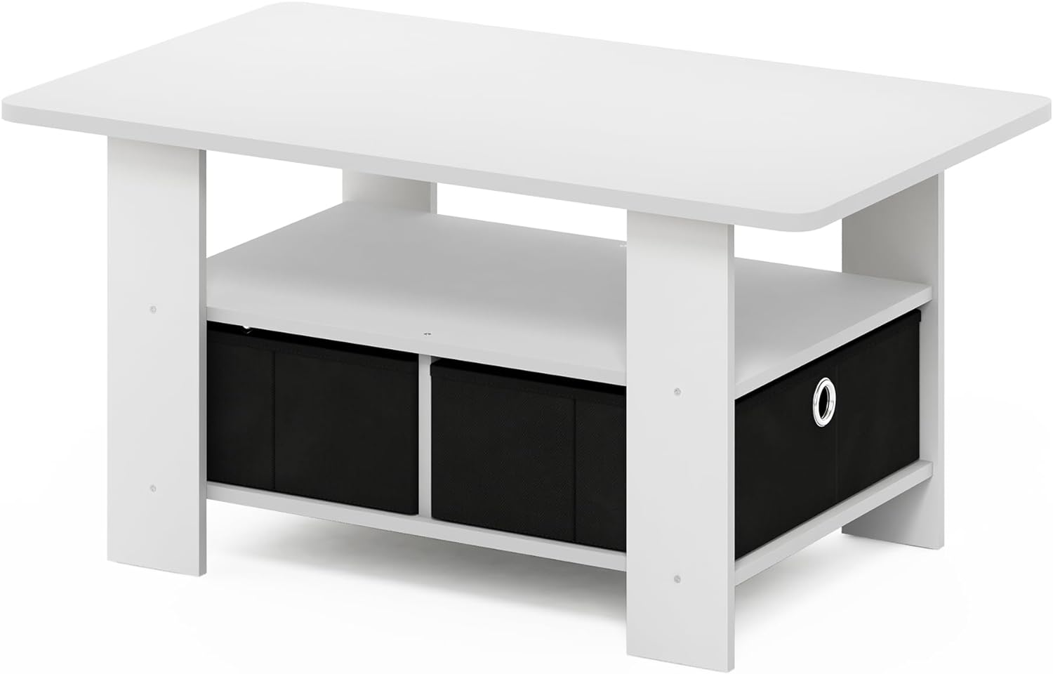 Andrey Coffee Table with Bin Drawer, White/Black - Walmart.com