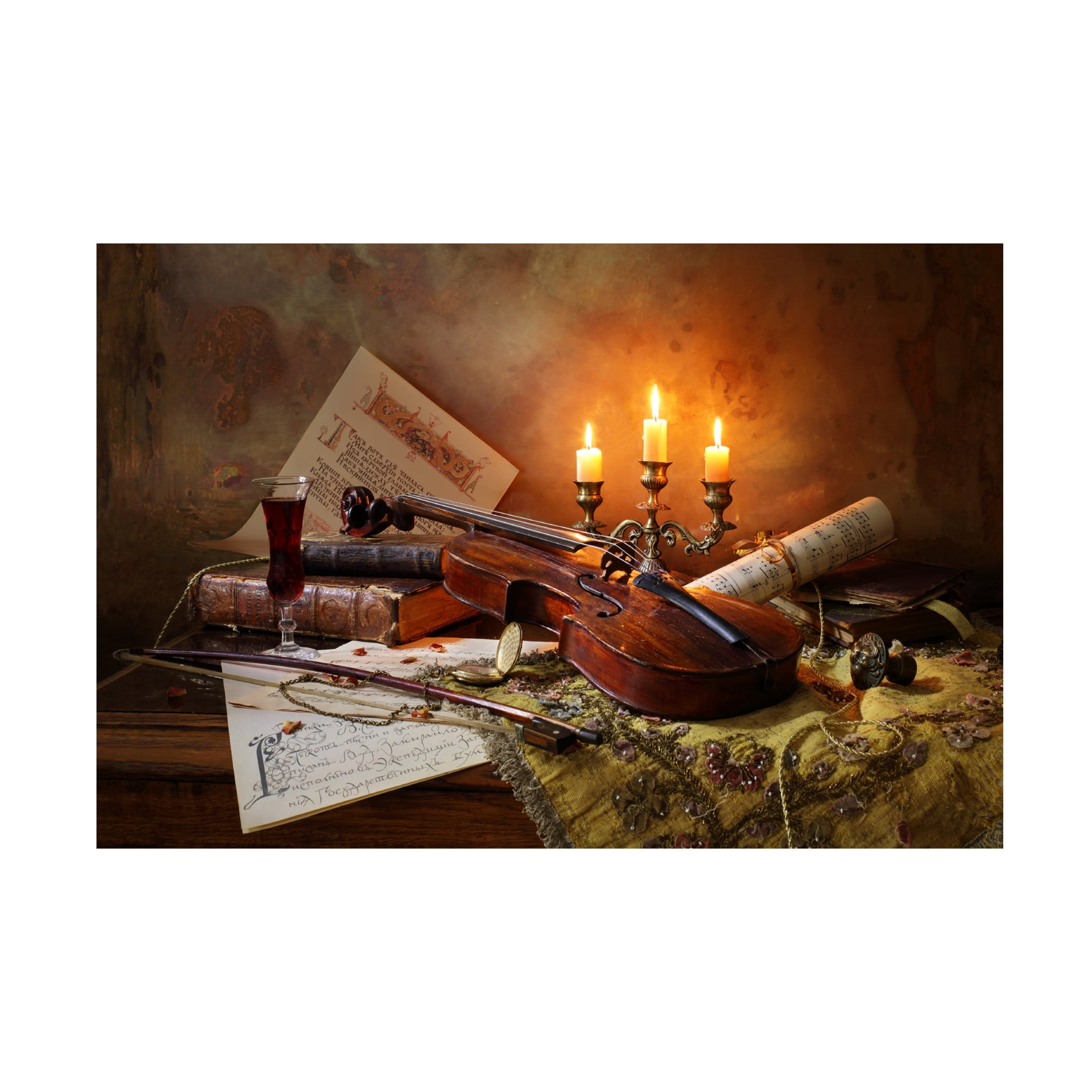 Andrey Morozov 'Still Life With Violin And Candles' Canvas Art ...