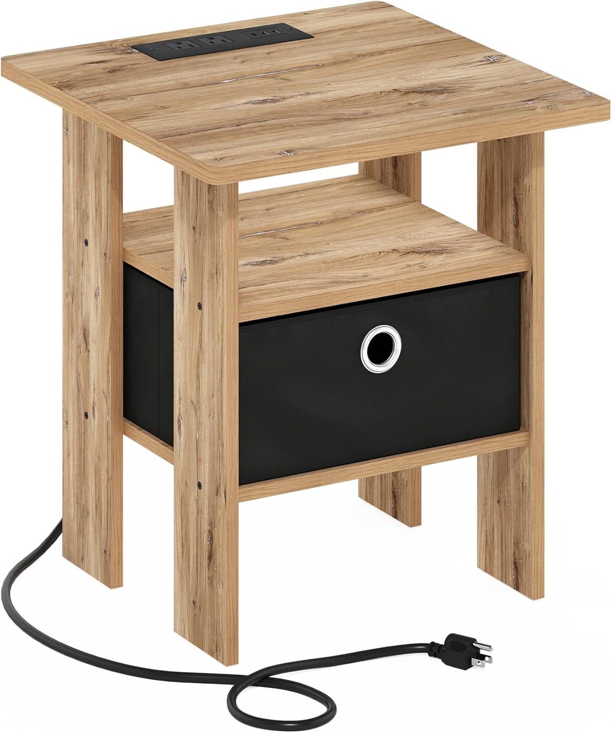 Andrey USB and Type-C Port Charging Station End Table with Storage Bin ...