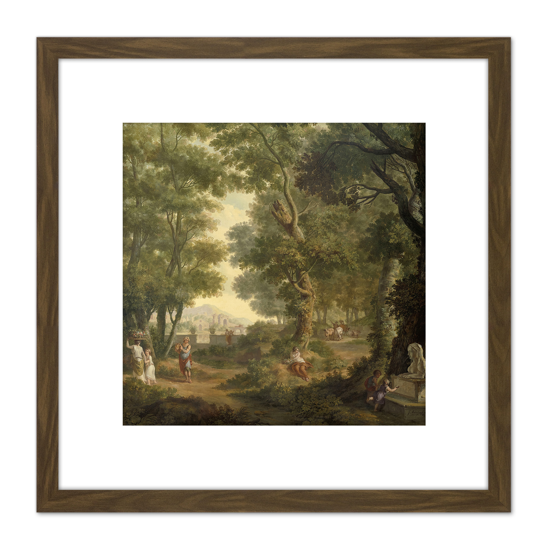 Andriessen Arcadian Landscape 8X8 Inch Square Wooden Framed Wall Art ...