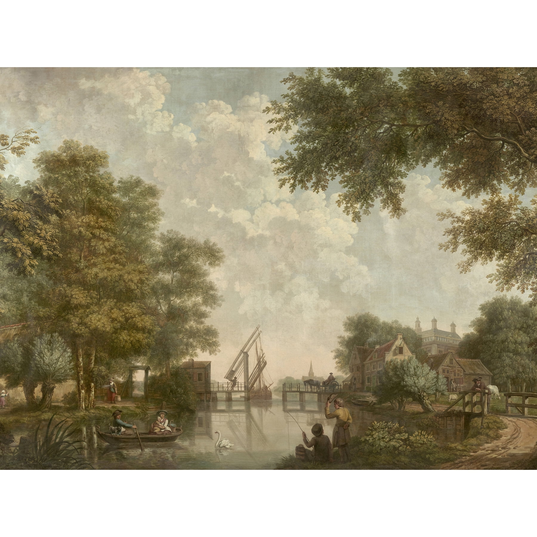 Andriessen Dutch Landscape River Trees Painting Extra Large XL Wall Art ...