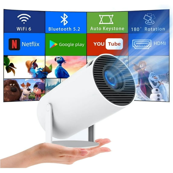 Android 11.0 Smart Projector , Mini Portable Movie Projector with WiFi ...