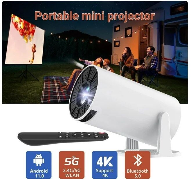 Android 11.0 Smart Projector , Mini Portable Movie Projector with WiFi ...