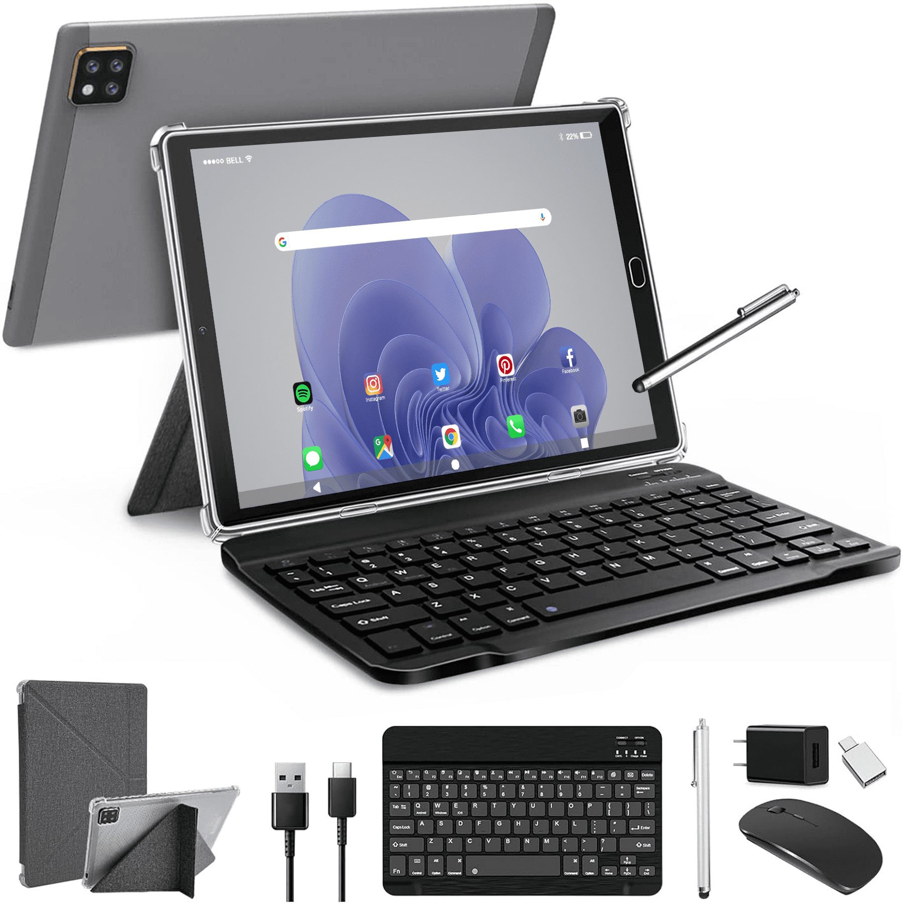 Android 11 Tablet 10 inch with Keyboard Mouse 5G Wifi Tablet Quad Core ...