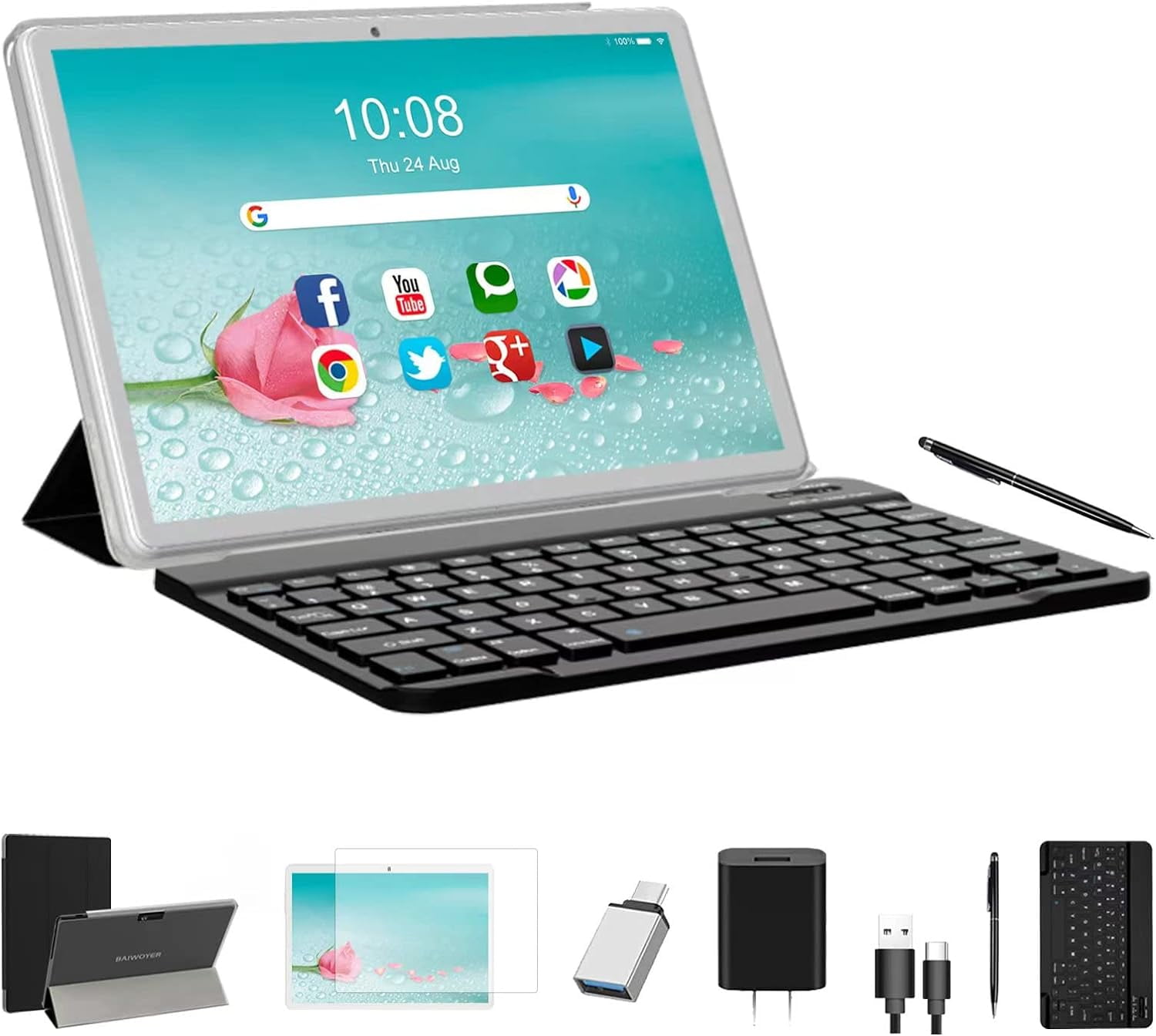 Android 11 Tablets, 2 in 1 Tablet 10.1 inch Tablet PC with Keyboard ...