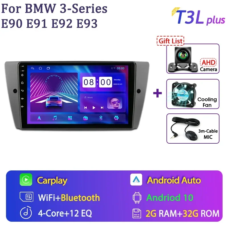 Android 12 2 Din Car Radio Multimedia Player Stereo for BMW 3-Series E90 E91 E92 E93 2005-2013 ...