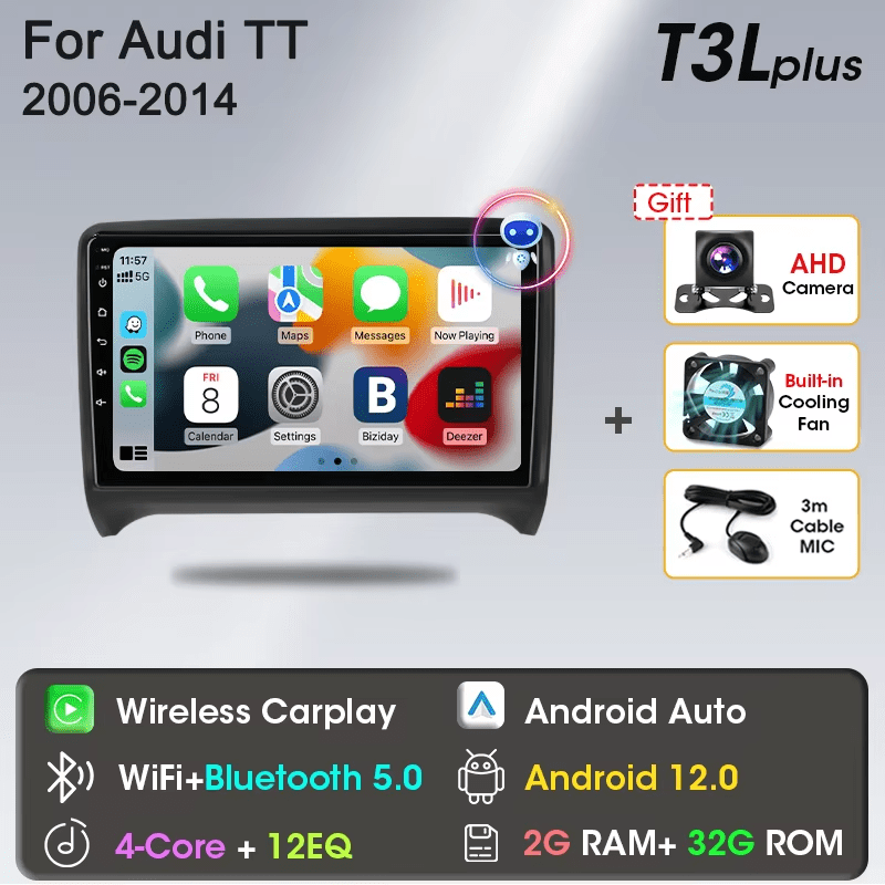 Android 12 2Din Car Radio for Audi TT MK2 2006-2014 Multimedia Player ...