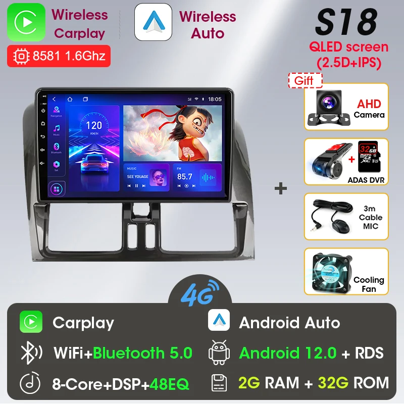 Android 12 Auto Car Multimedia Radio Player for Volvo XC60 2008-2013 ...