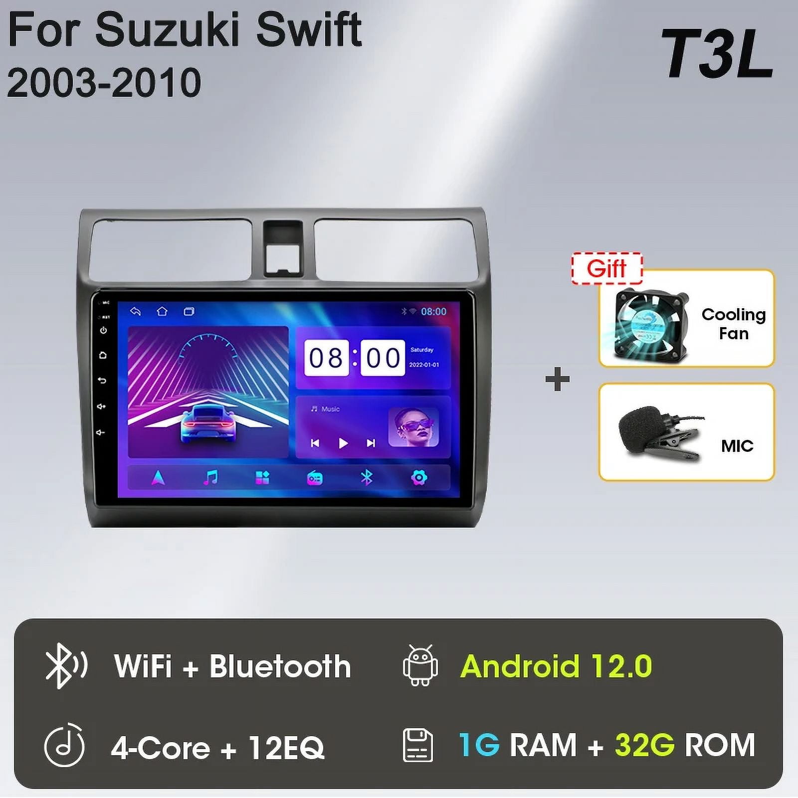 Android 12 Car Radio 2 Din Wireless Carplay for Suzuki Swift 2003-2010 Multimedia Player Stereo ...