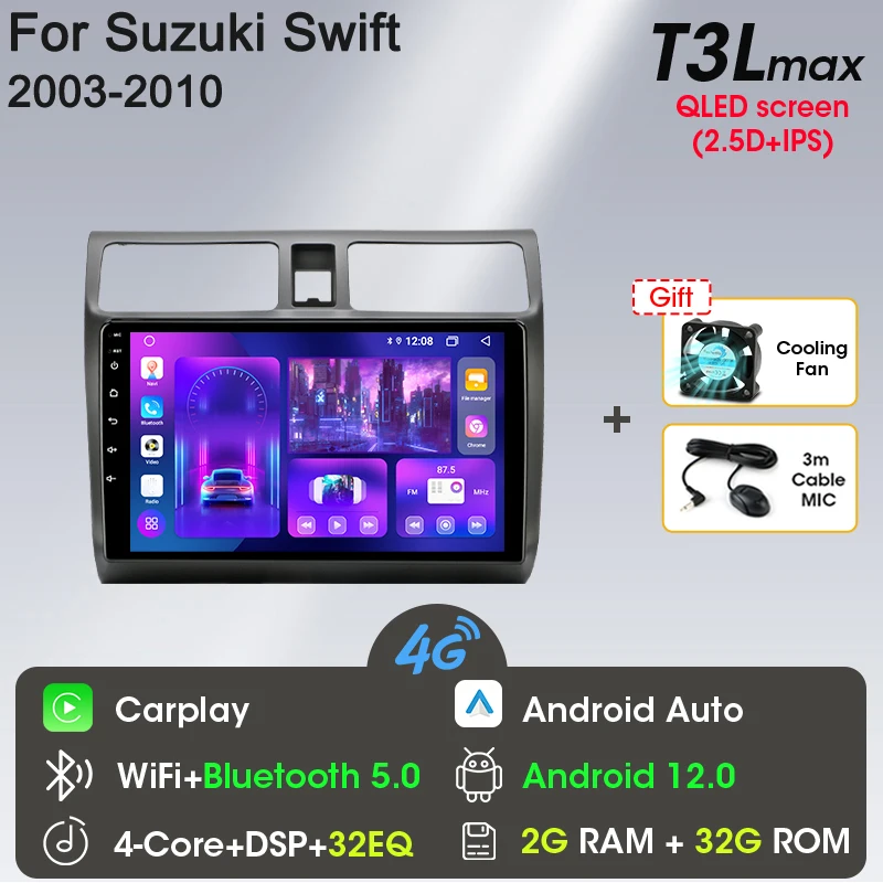 Android 12 Car Radio 2 Din Wireless Carplay for Suzuki Swift 2003-2010 ...