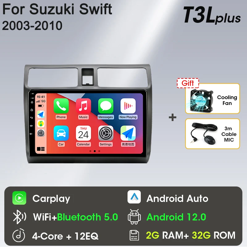 Android 12 Car Radio 2 Din Wireless Carplay for Suzuki Swift 2003-2010 ...