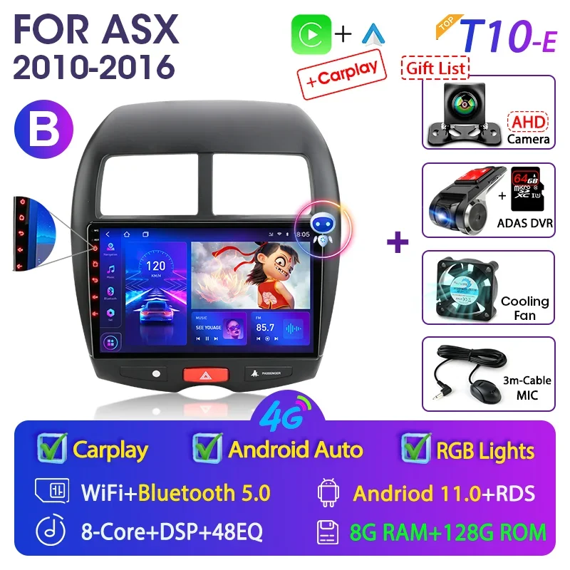 Android 12 Car Radio for Mitsubishi ASX 1 2010-2016 Peugeot 4008 ...