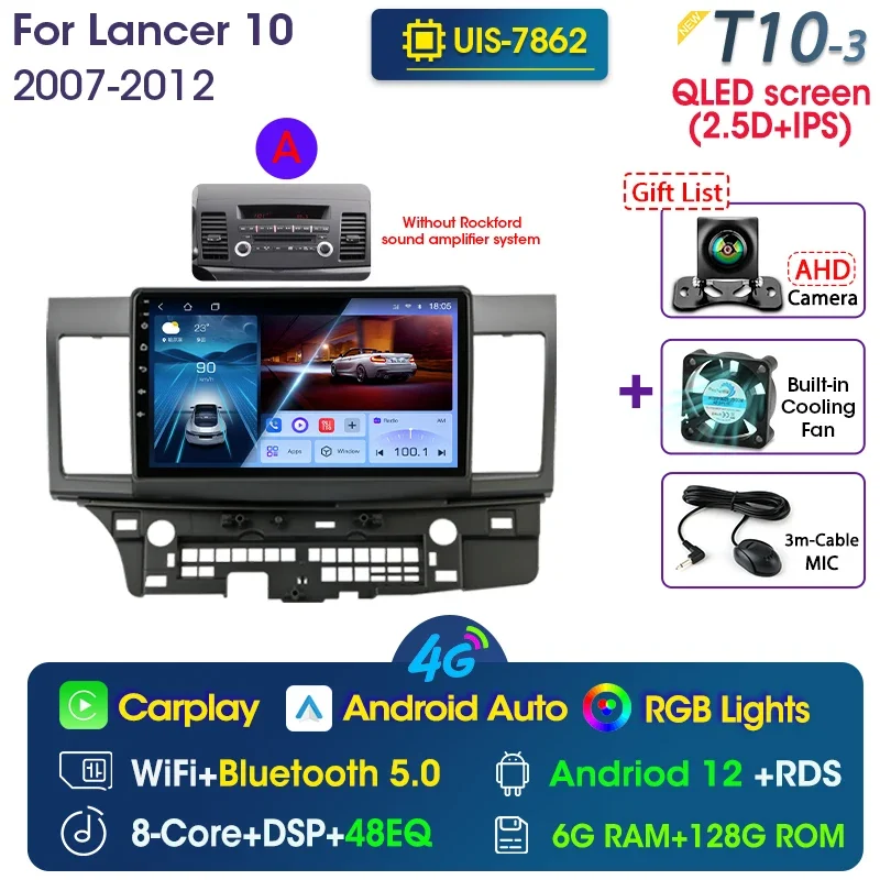 Android 12 Car Radio for Mitsubishi Lancer 10 CY 2007-2012 Multimedia ...