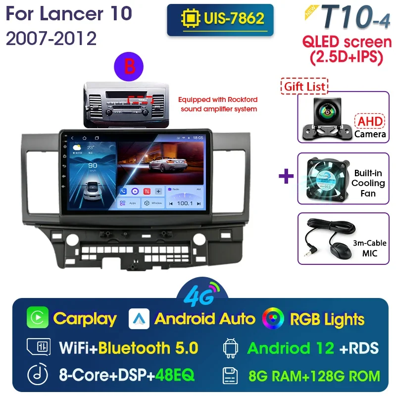 Android 12 Car Radio for Mitsubishi Lancer 10 CY 2007-2012 Multimedia ...