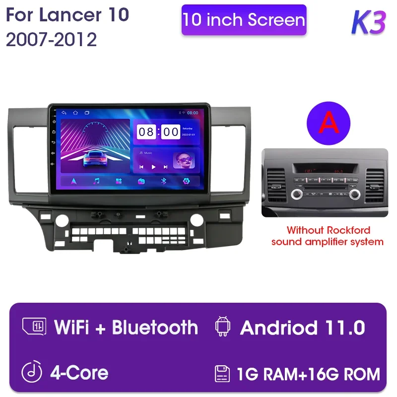 Android 12 Car Radio for Mitsubishi Lancer 10 CY 2007-2012 Multimedia ...
