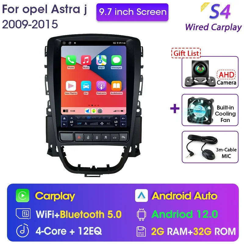 Android 12 Car Radio for Opel Astra J Vauxhall Buick Verano 2009-2015 ...