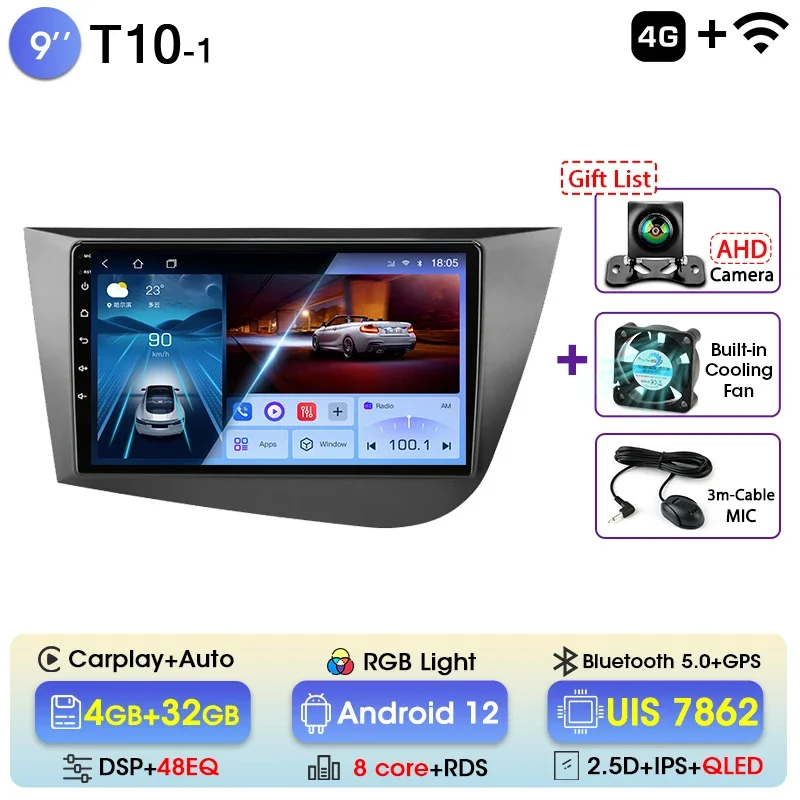 Android 12 Car Radio for Seat Leon 2005-2012 Multimedia Video Player 2 ...