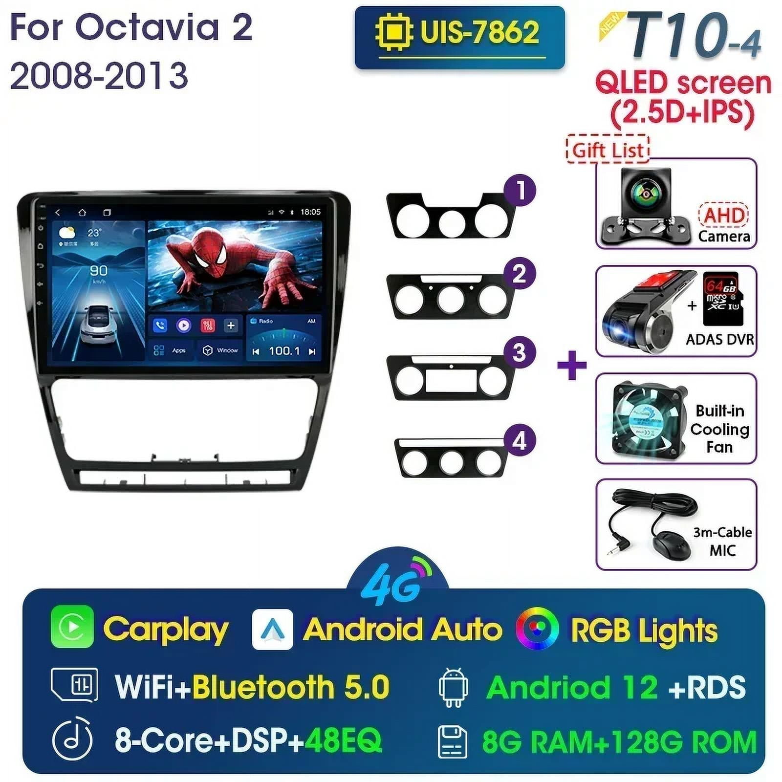 Android 12 Car Radio for Skoda Octavia A5 2008-2013 Multimedia Video ...