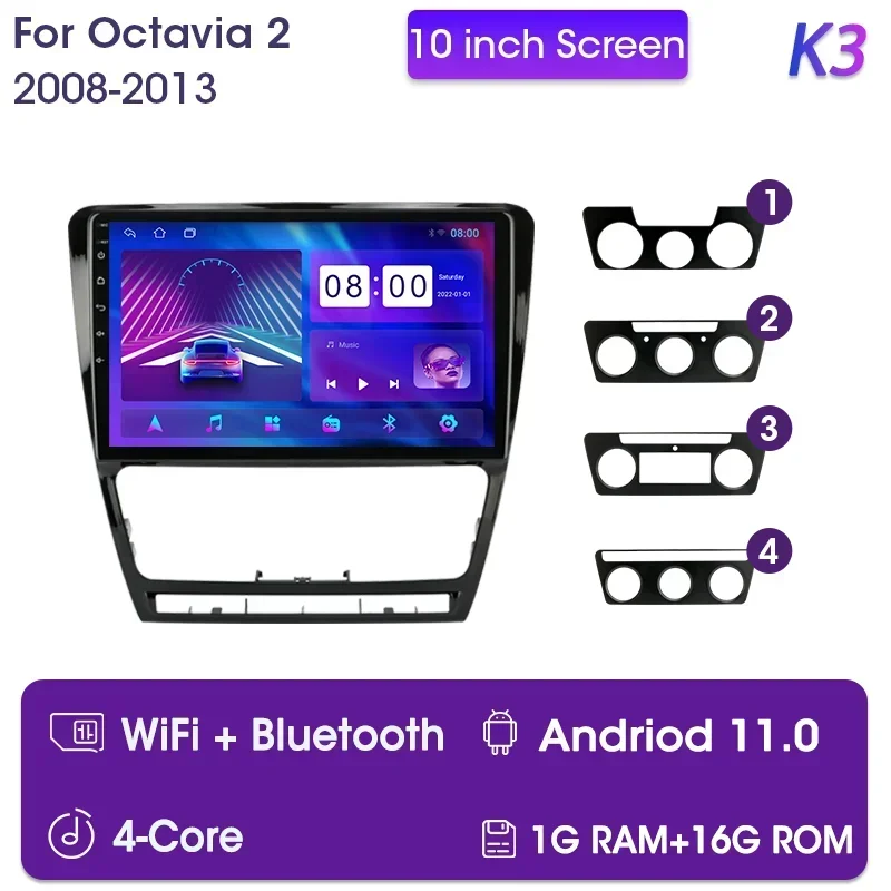 Android 12 Car Radio for Skoda Octavia A5 2008-2013 Multimedia Video ...