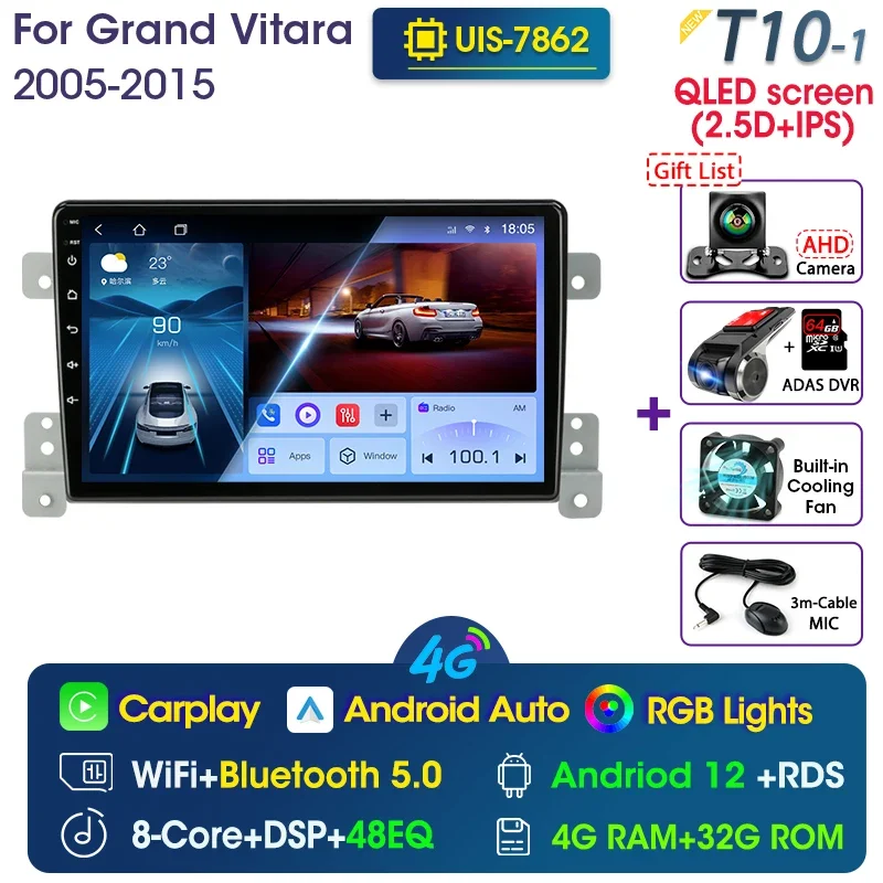 Android 12 Car Radio for Suzuki Grand Vitara 2005-2015 Multimedia Video ...