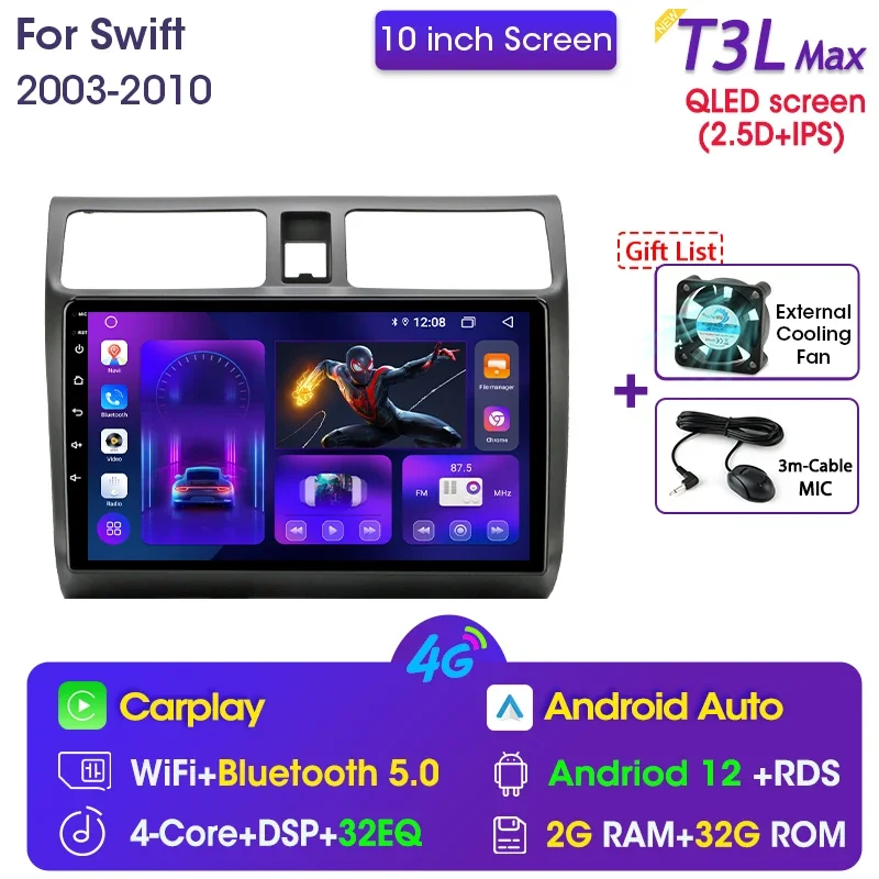 Android 12 Car Radio for Suzuki Swift 2003-2010 Multimedia Player ...