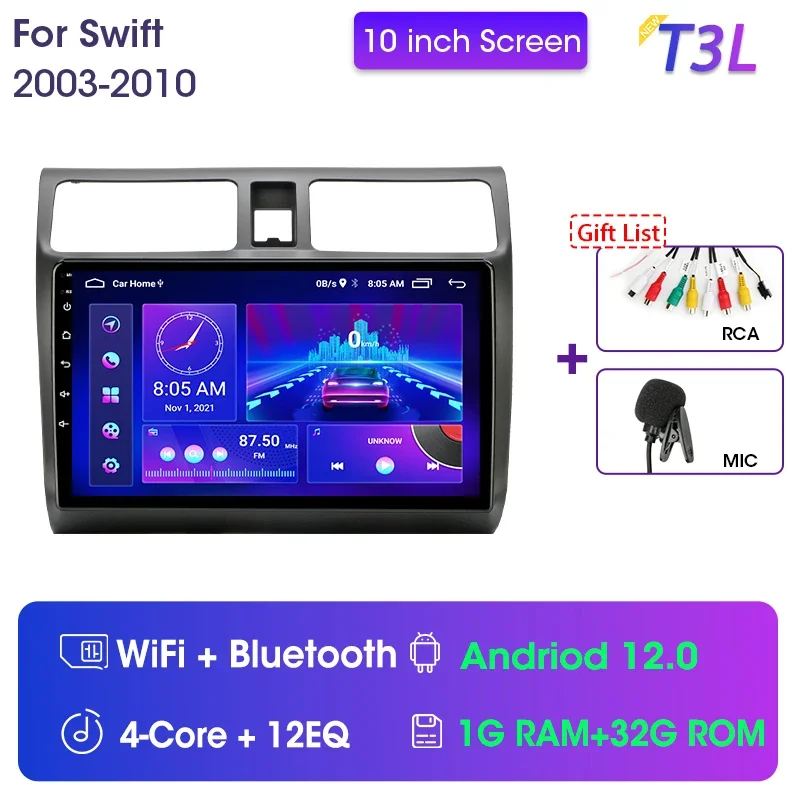Android 12 Car Radio for Suzuki Swift 2003-2010 Multimedia Player Carplay Auto Navigation Head ...