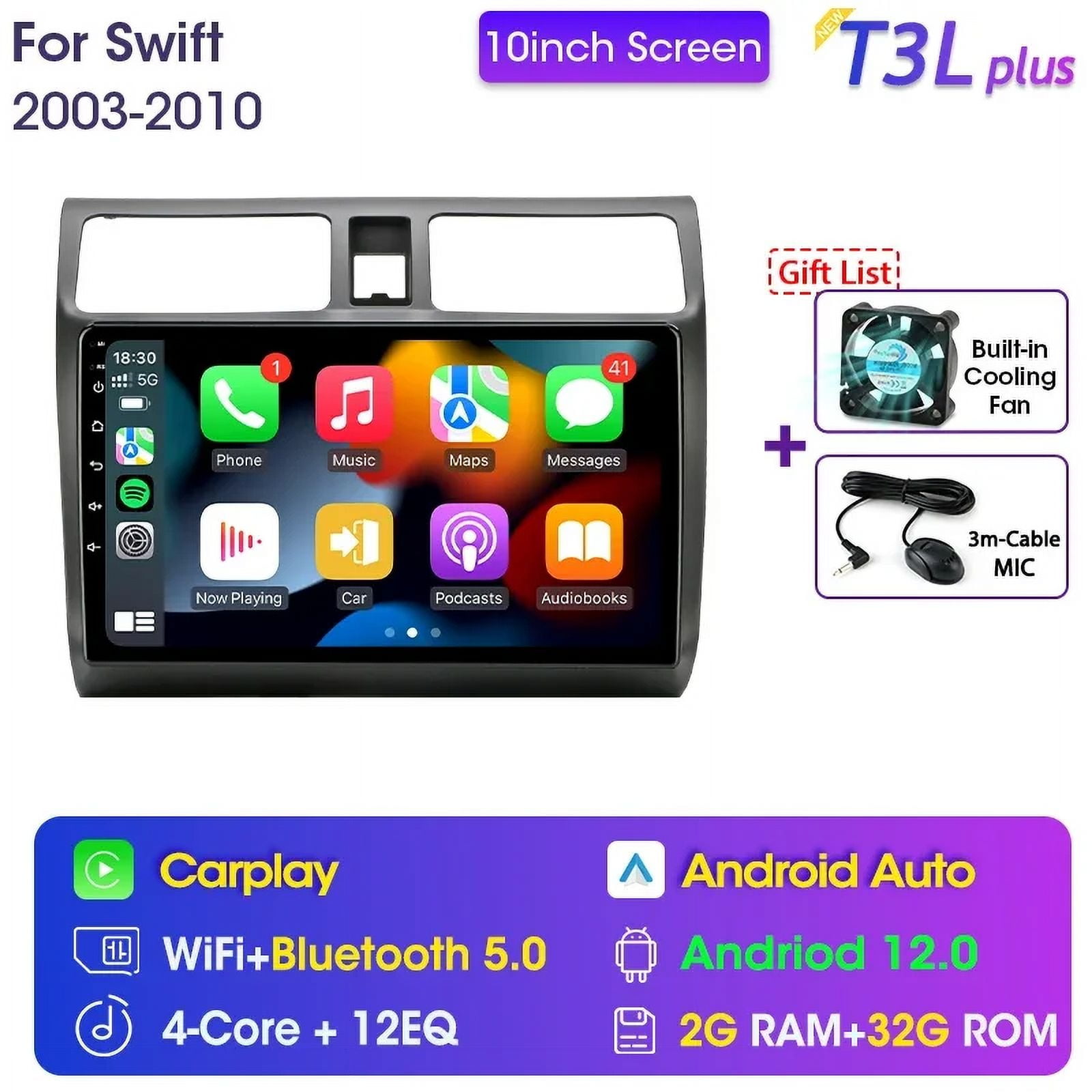 Android 12 Car Radio for Suzuki Swift 2003-2010 Multimedia Player Carplay Auto Navigation Head ...