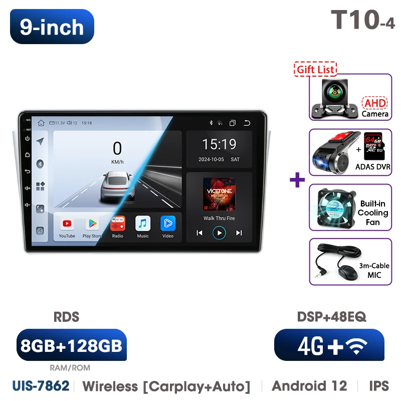 Android 12 Car Radio for Toyota Avensis T25 2002-2008 Multimedia Player ...