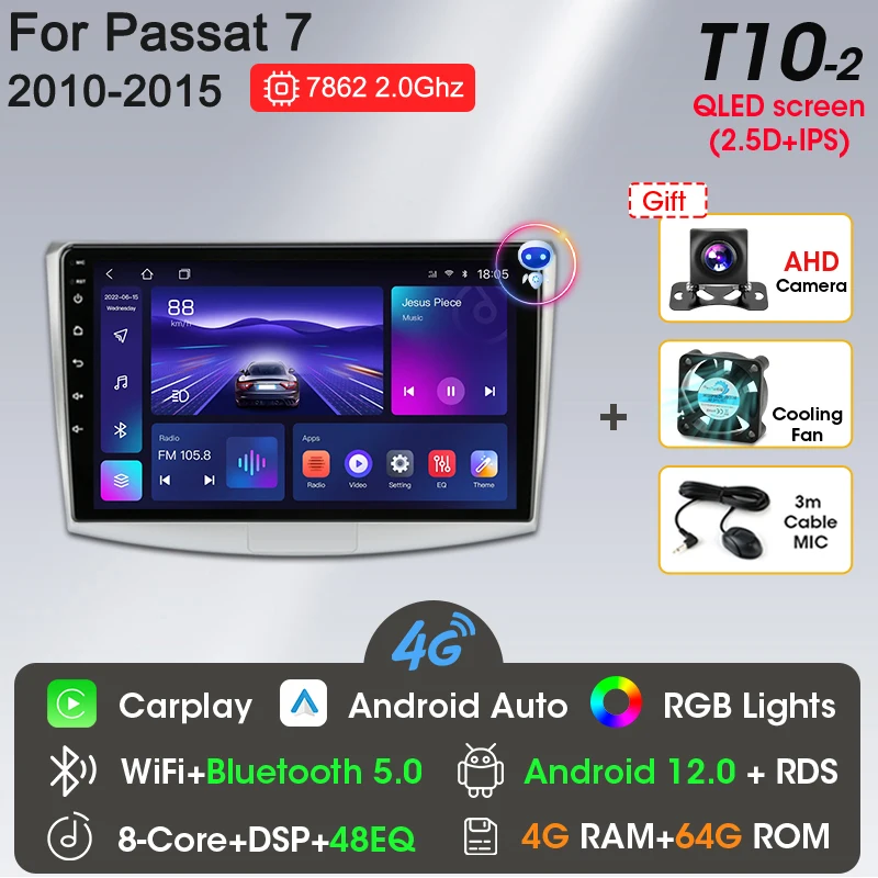 Android 12 Car Radio for VW Volkswagen Passat 7 B7 CC 2010-2015 ...