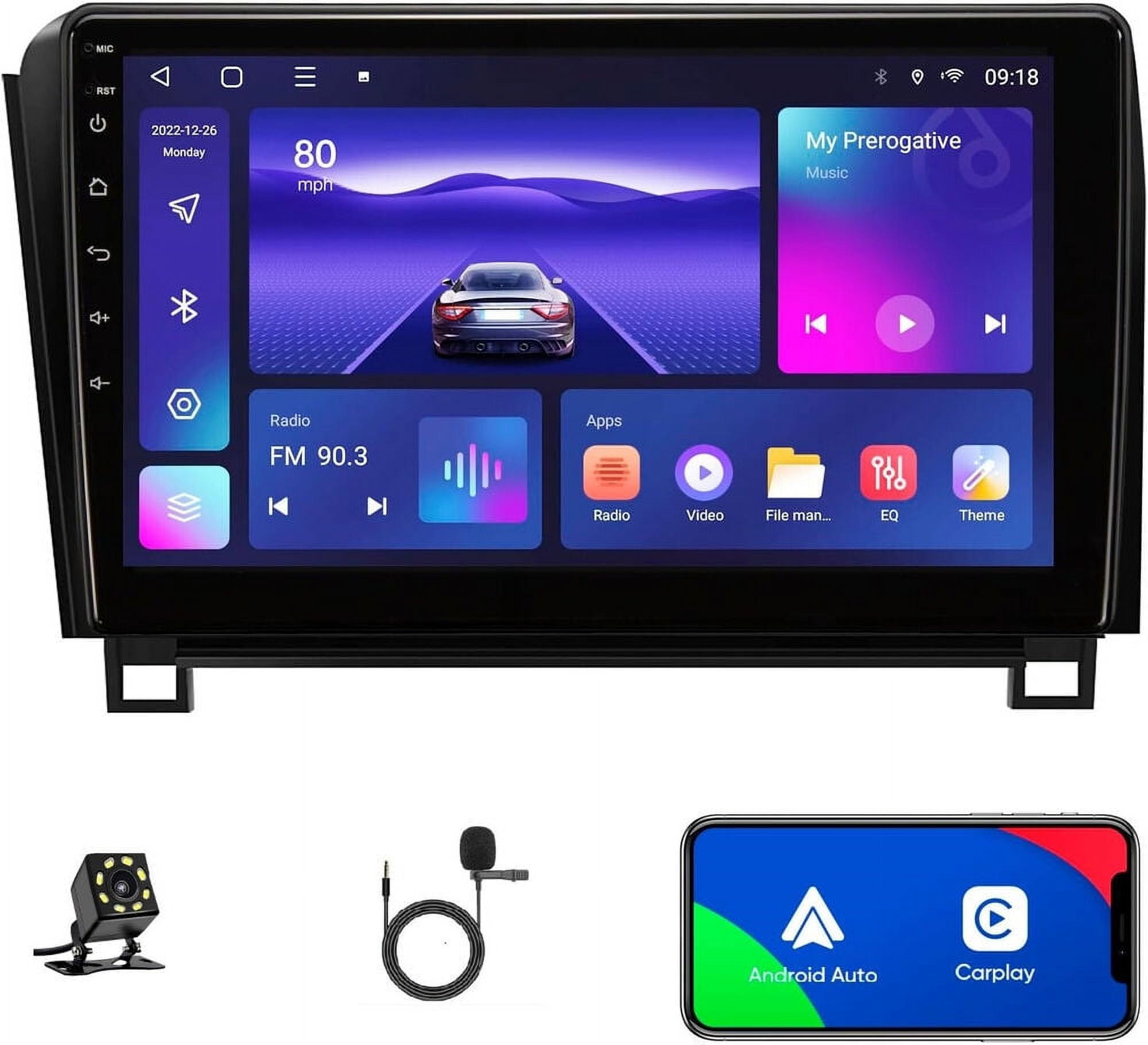 Android 12 Car Stereo Radio for Toyota Tundra (07-13) Sequoia (08-17 ...