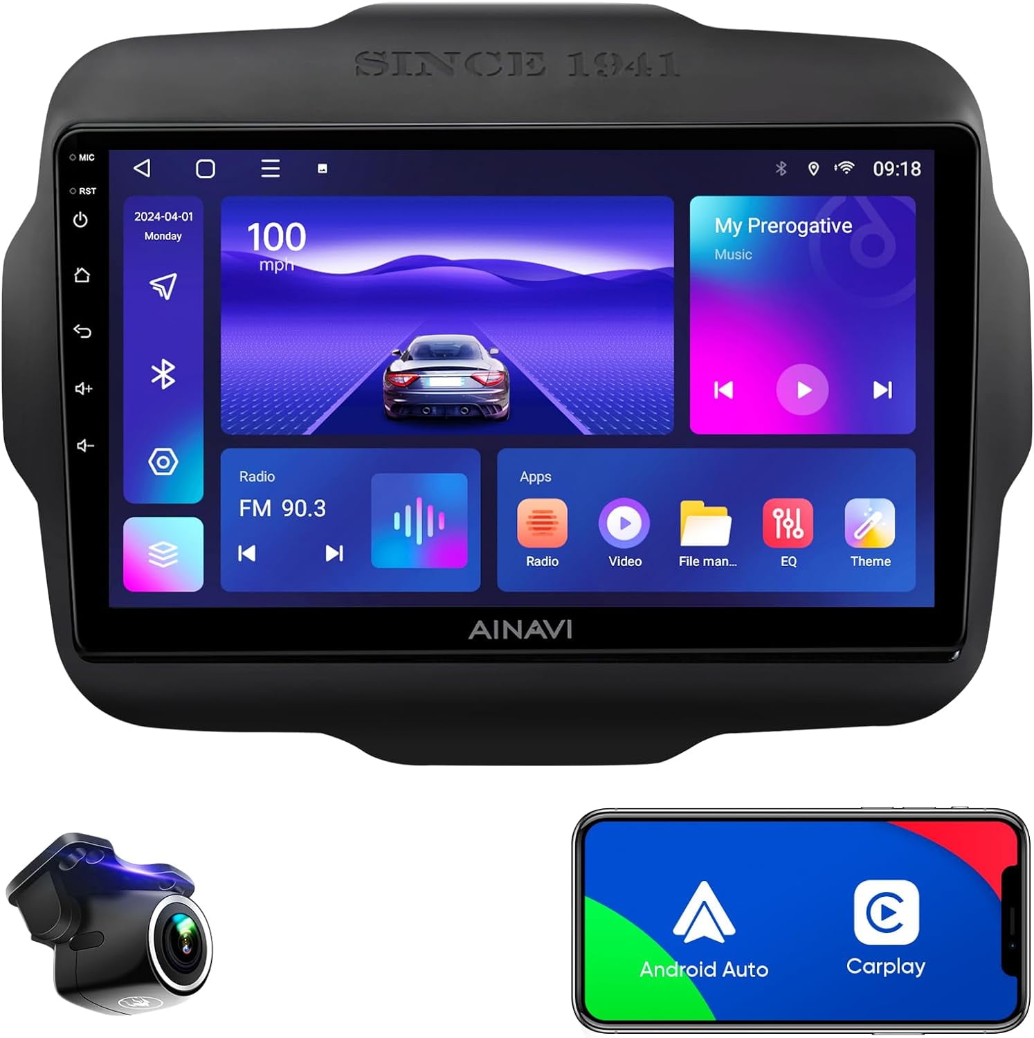 Android 12 Car Stereo Upgrade Radio for Jeep Renegade 2015-2020 Wireless CarPlay DSP Auto Stereo ...