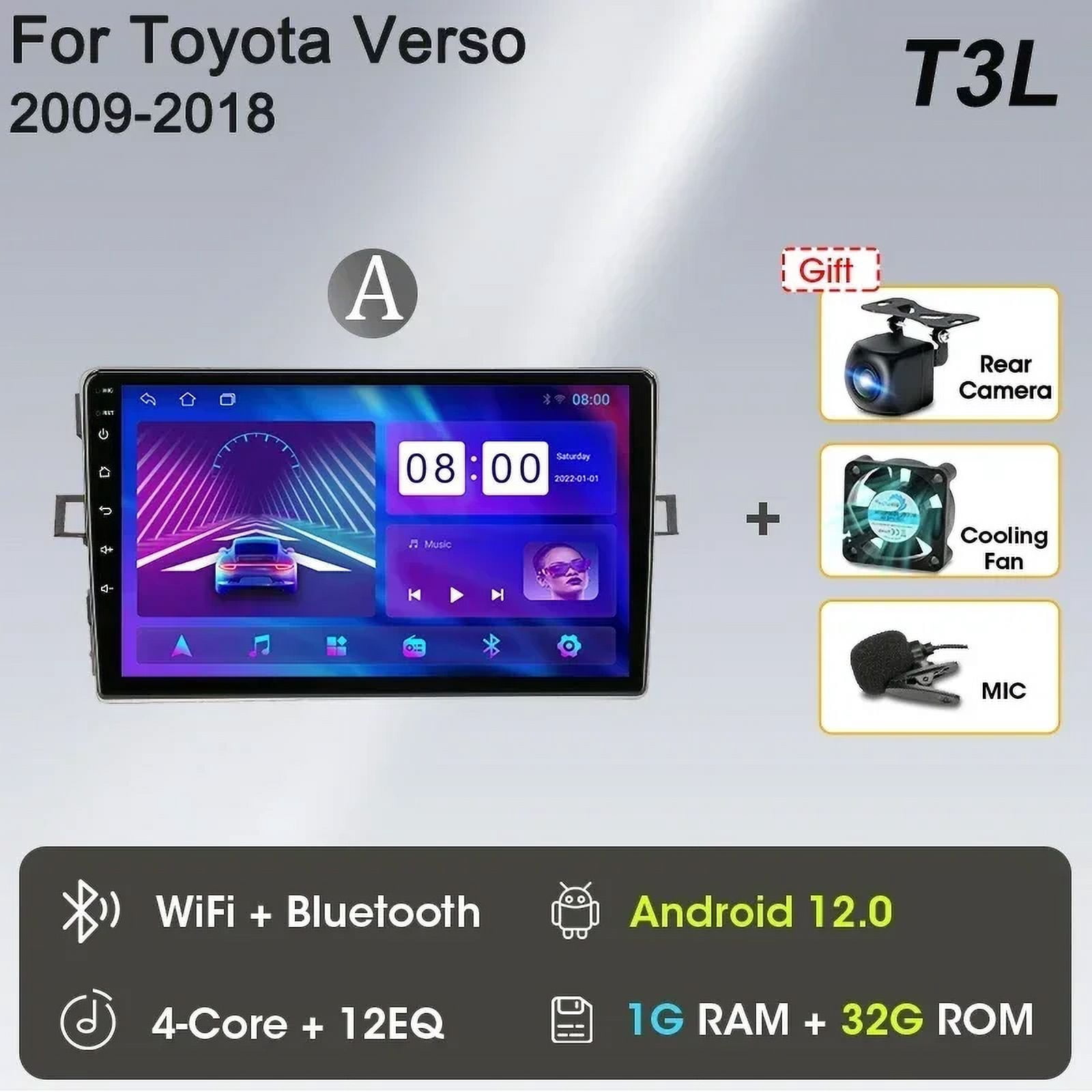 Android 12 Carplay Auto 2 Din Car Radio Stereo for Toyota Verso R20 ...