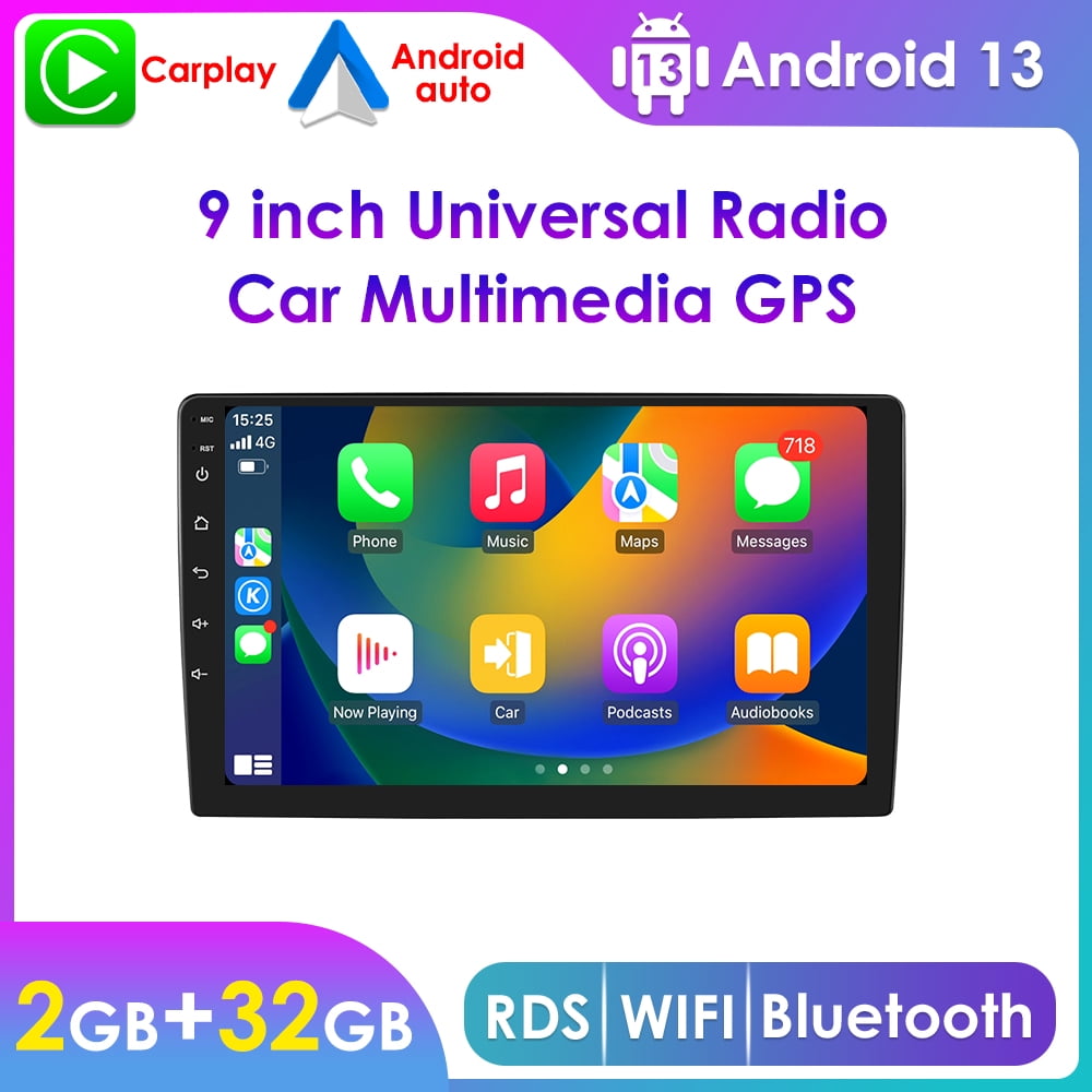 Android 13.0 Apple Carplay Bluetooth 2+32GB Wifi Universal 9" Touch Screen Double Din Car Stereo ...