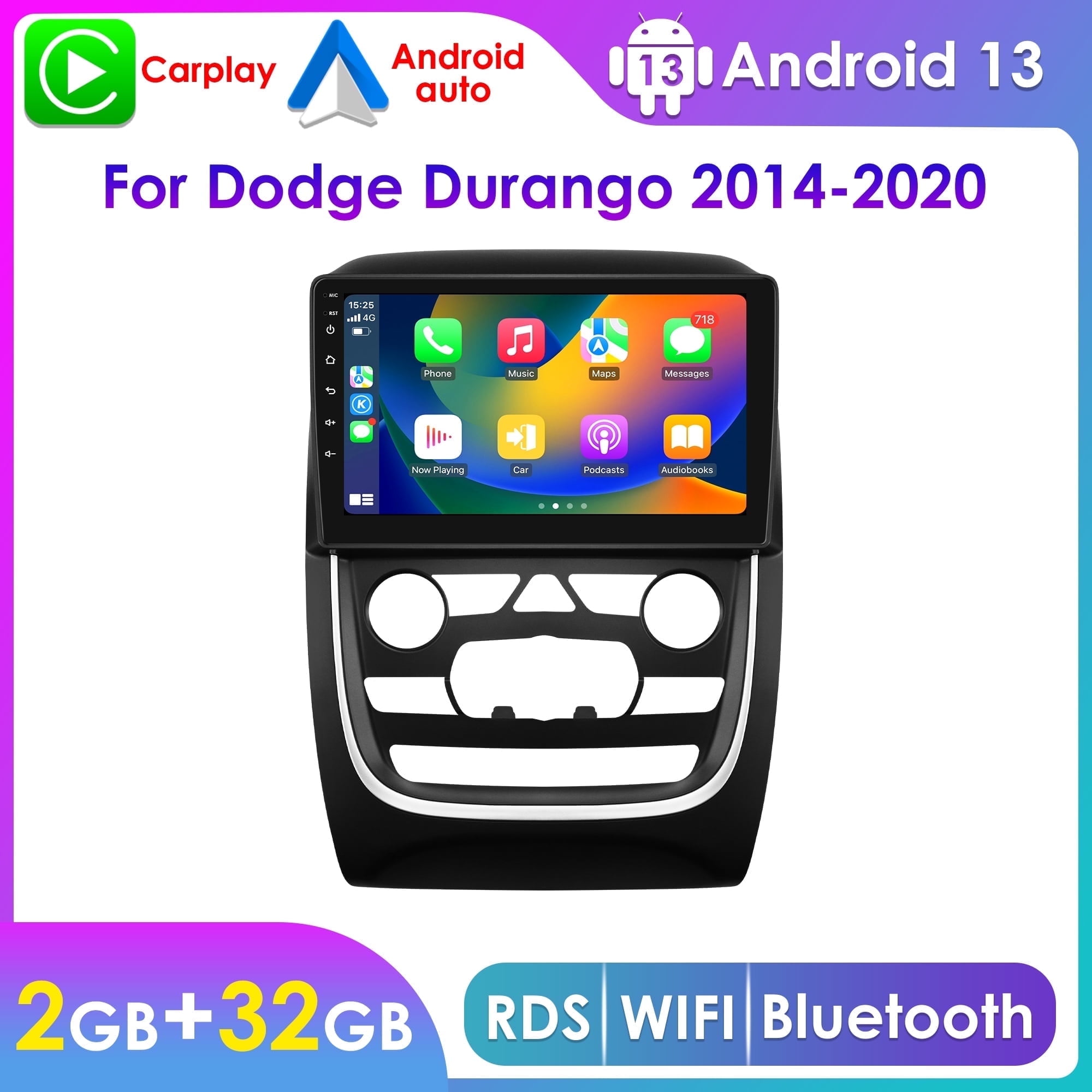 Android 13 Bluetooth Apple CarPlay 2+32GB Wifi AUX 9" Touch Screen Car Stereo Radio Head Unit ...