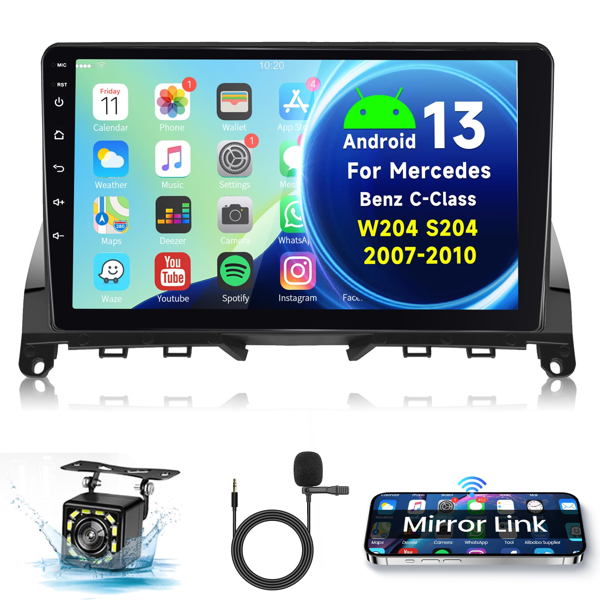 Android 13 Car Radio Stereo for Mercedes Benz C-Class C180 C200 C230 ...