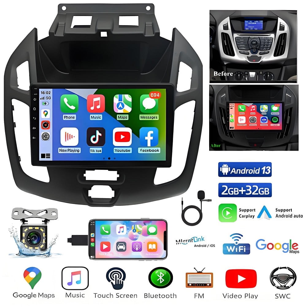 Android 13 Car Stereo for Ford Transit Connect 2014-2018 - Wireless ...
