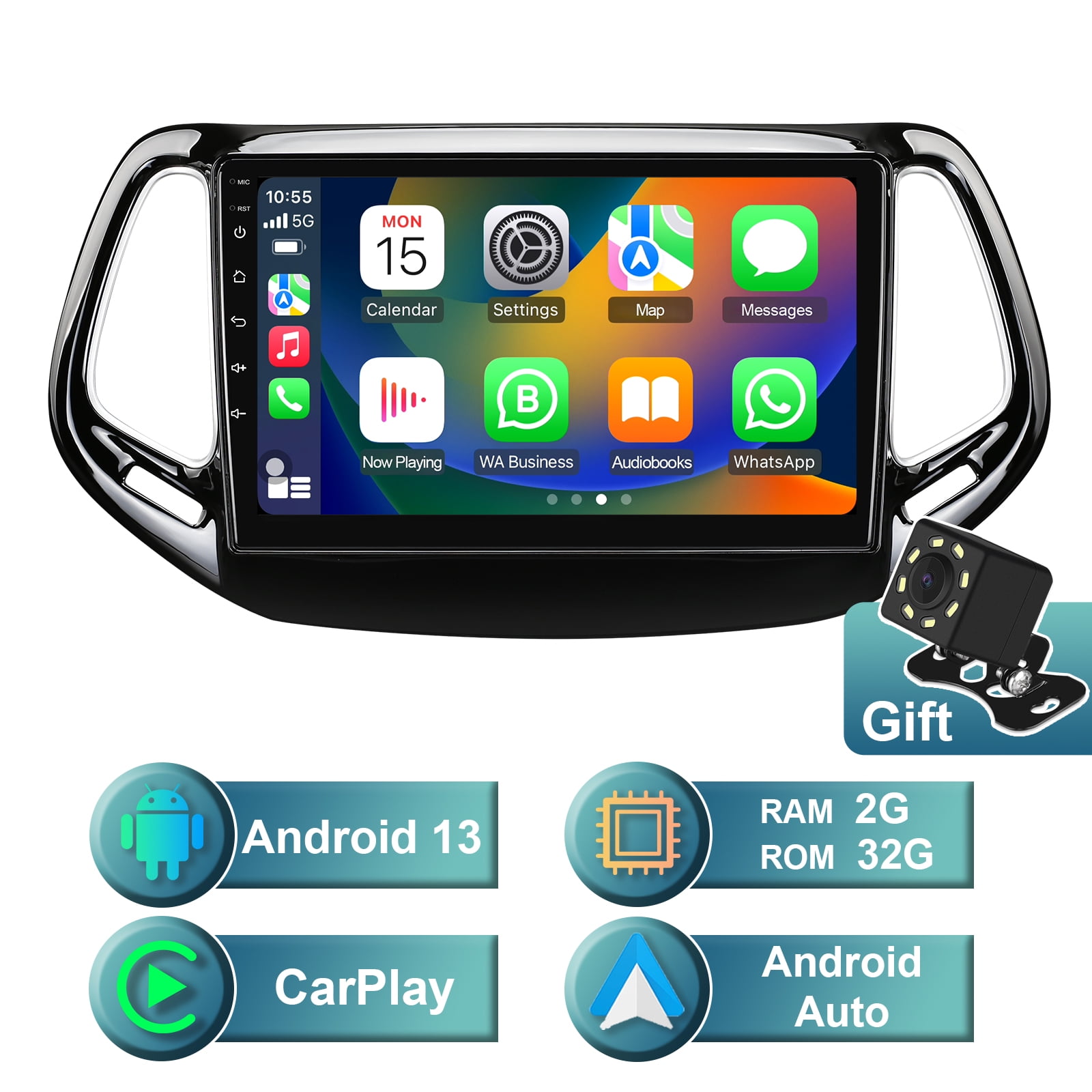Android 13 Car radio for Jeep Compass 2 MP 2017-2019 Multimedia Stereo ...