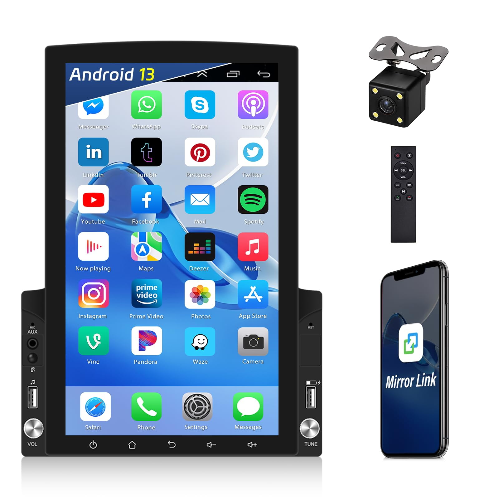 Android 13 Double Din Car Stereo with Bluetooth GPS Navigation, 9.7 ...