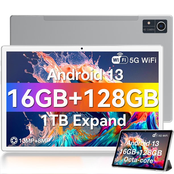 Android 13 Tablet,10 inch 128GB ROM (8+8) RAM Android 13 Tablets,8-Core ...