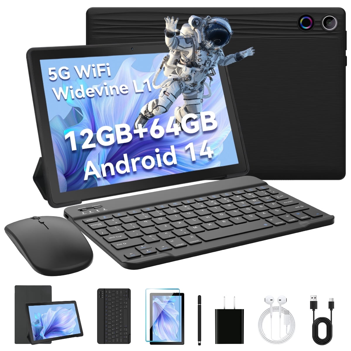 Android 14 Tablet 10 inch,Octa Core Ips HD Touch Screen,12GB RAM + 64GB ...