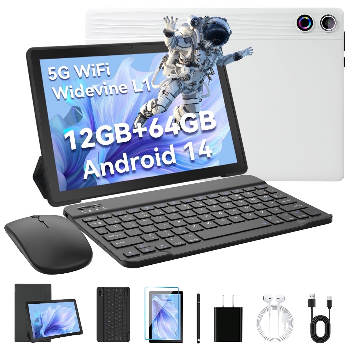 Android 14 Tablet 10 inch,Octa Core Ips HD Touch Screen,12GB RAM + 64GB ...