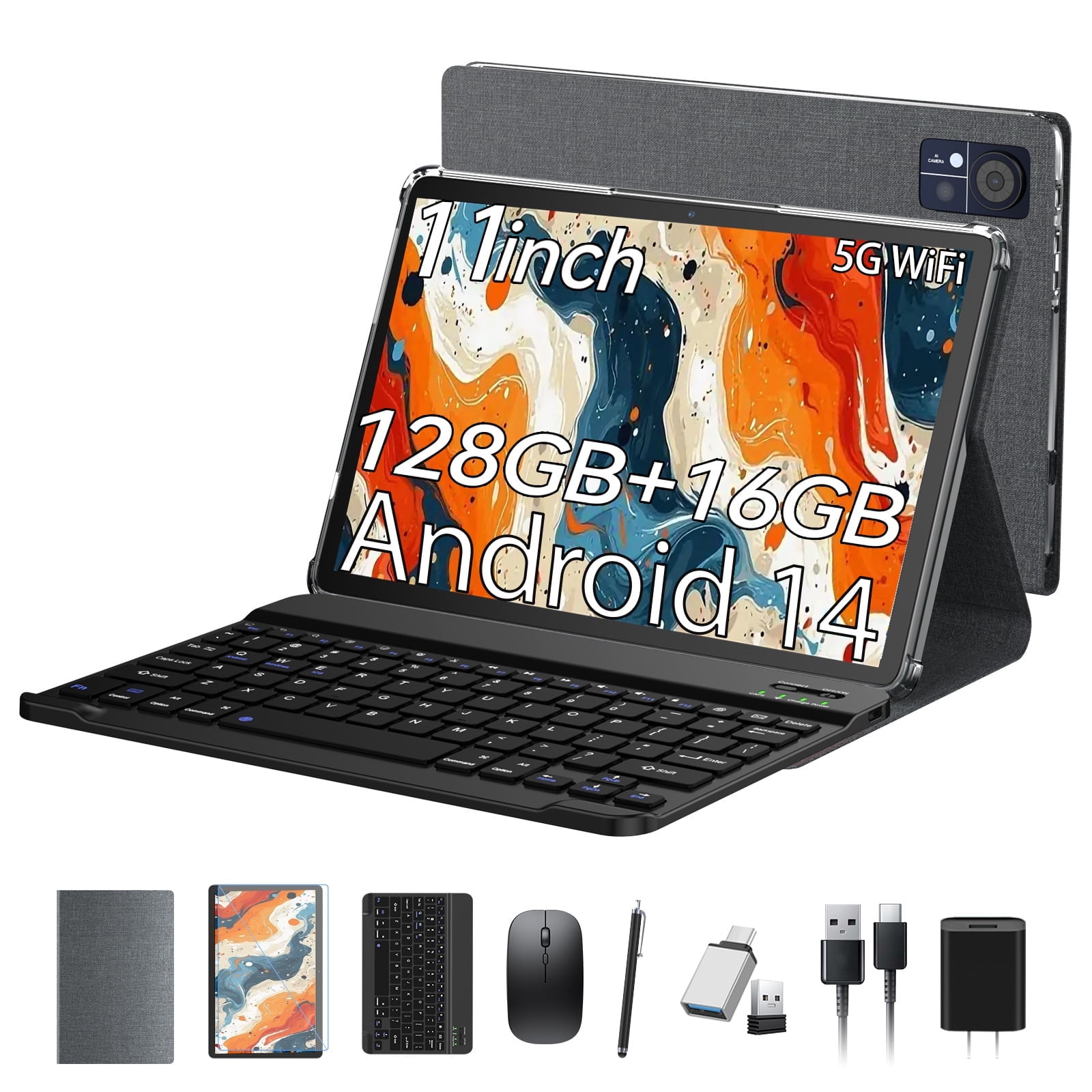 Android 14 Tablet,11 inch Tablet with Keyboard,16+128GB ROM 1TB Expand ...