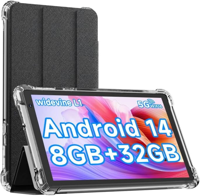 Android 14 Tablet with Case, 7 Inch 8GB RAM+32GB ROM/ 1TB Expandable ...