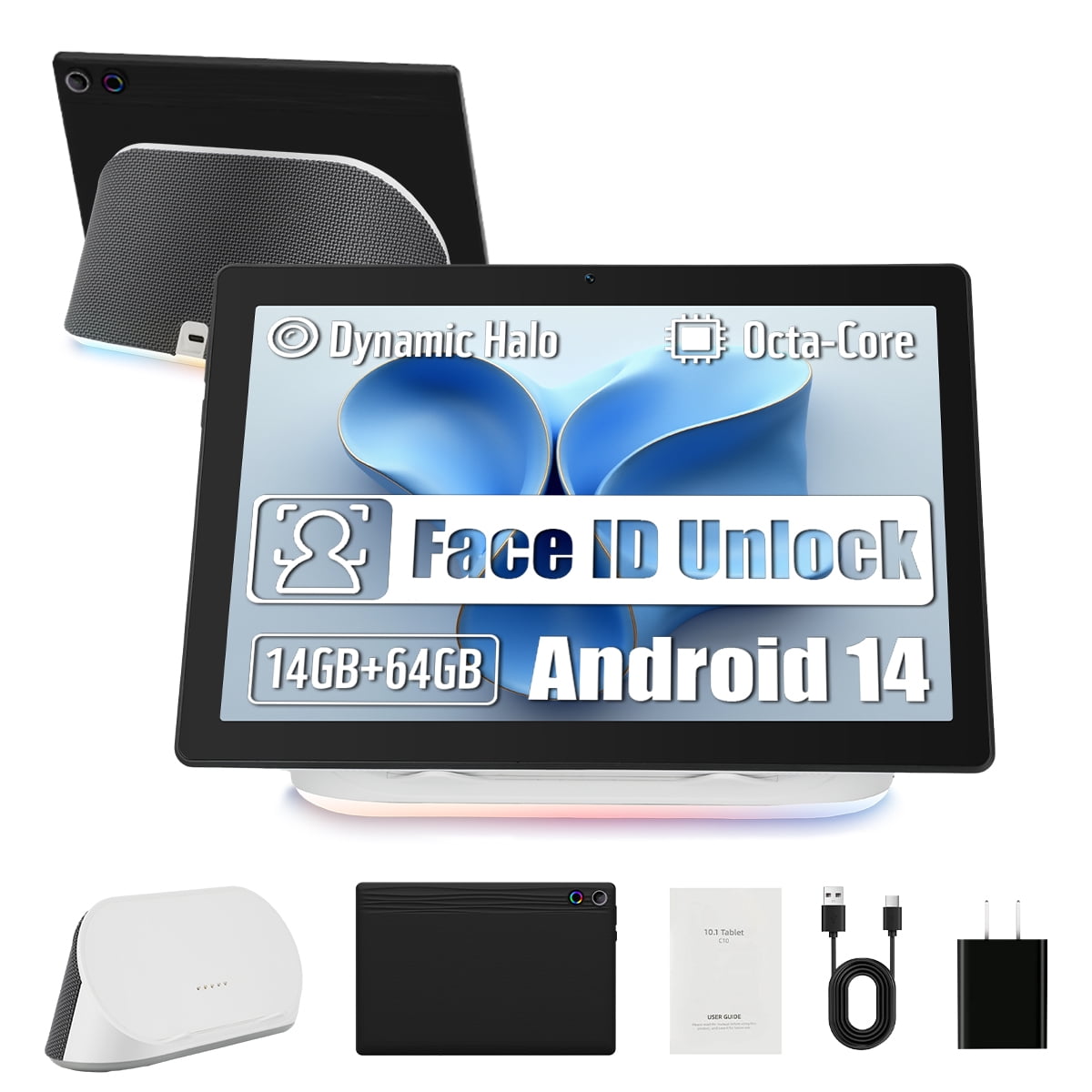 Android 14 Tablet with Rechargeable Stereo Speaker Audio Base, 10 inch ...