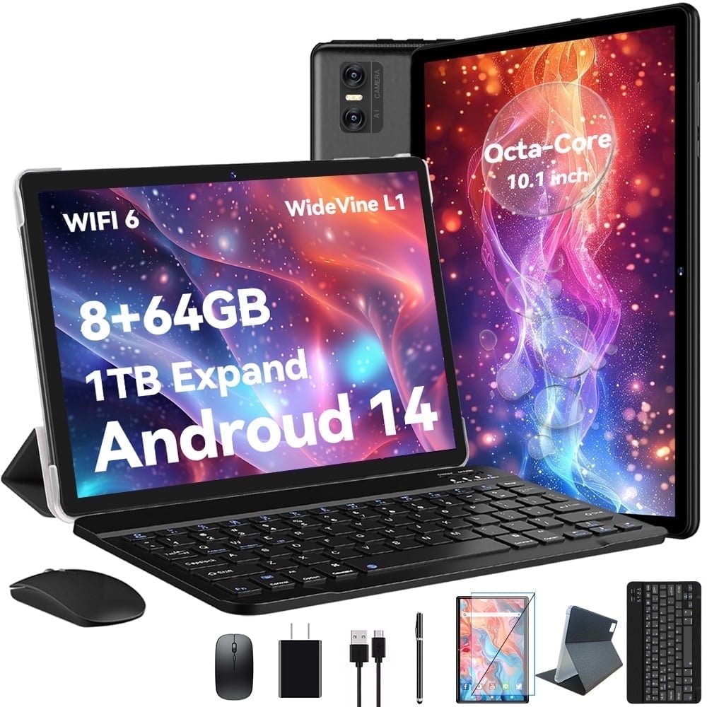 Qukenk Android 14 Tablet, 8GB RAM, 128GB ROM, 2.4G/5G WiFi, 1280*800IPS ...