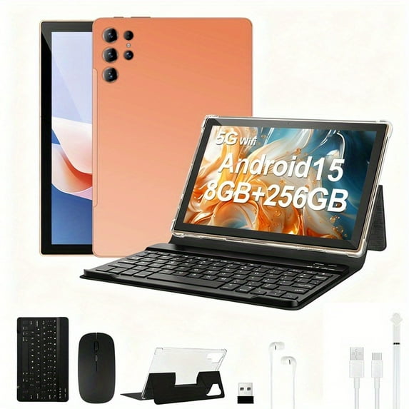 Android 15 10.1" 2-in-1 Tablet 8GB+256GB - 8000mAh 5G WiFi Dual Cam ...