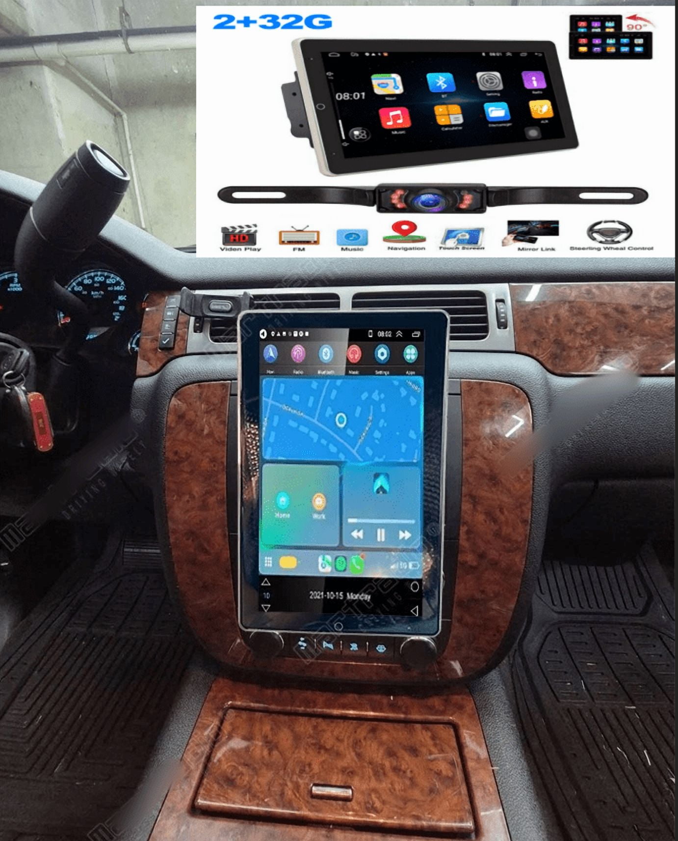 Android 15 10.1" For Chevy Tahoe Suburban Rotated 2007-2014 Double Din ...
