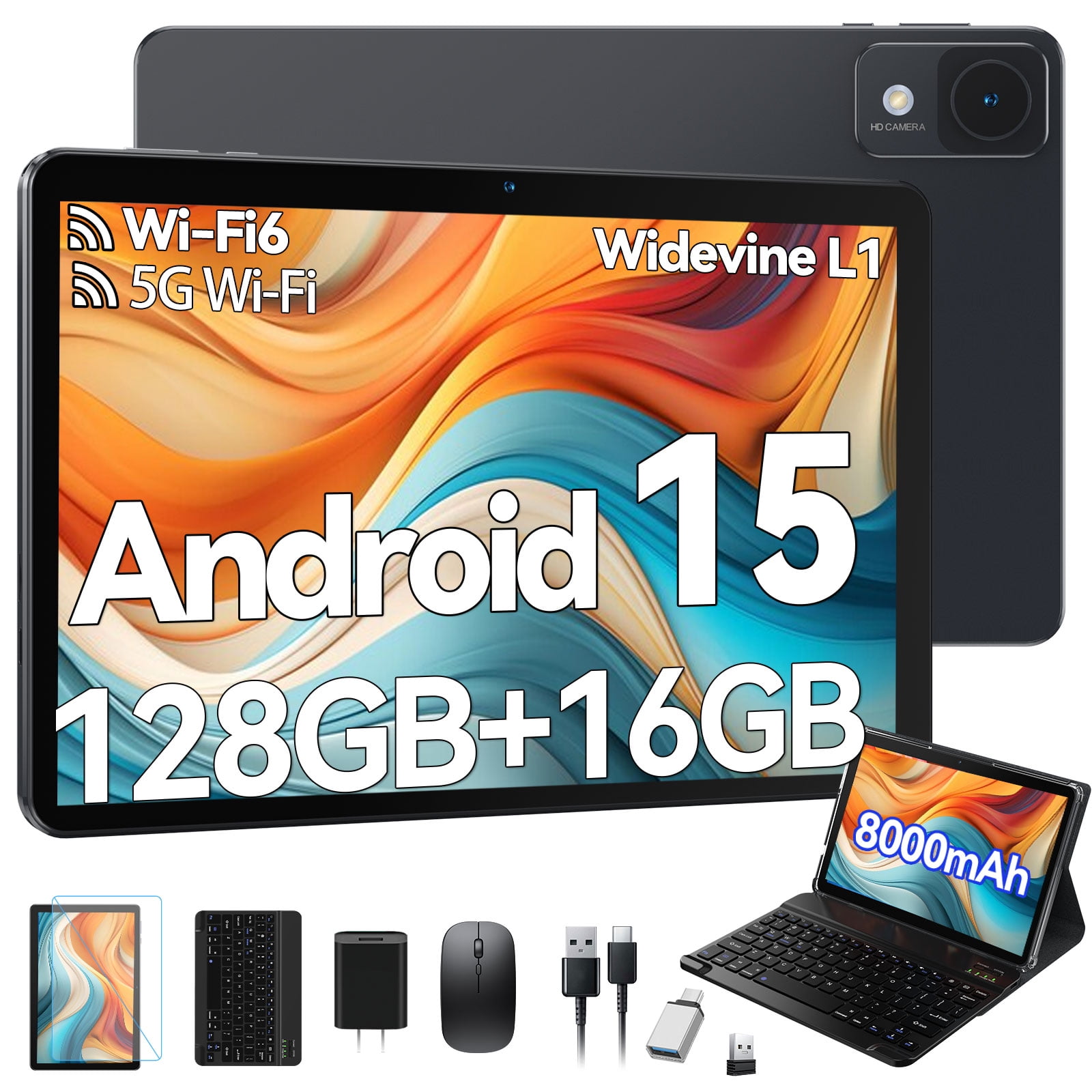 Android 15 Tablet,WiFi 6 Tablets,128GB ROM 16GB RAM,5G Wifi Andorid ...
