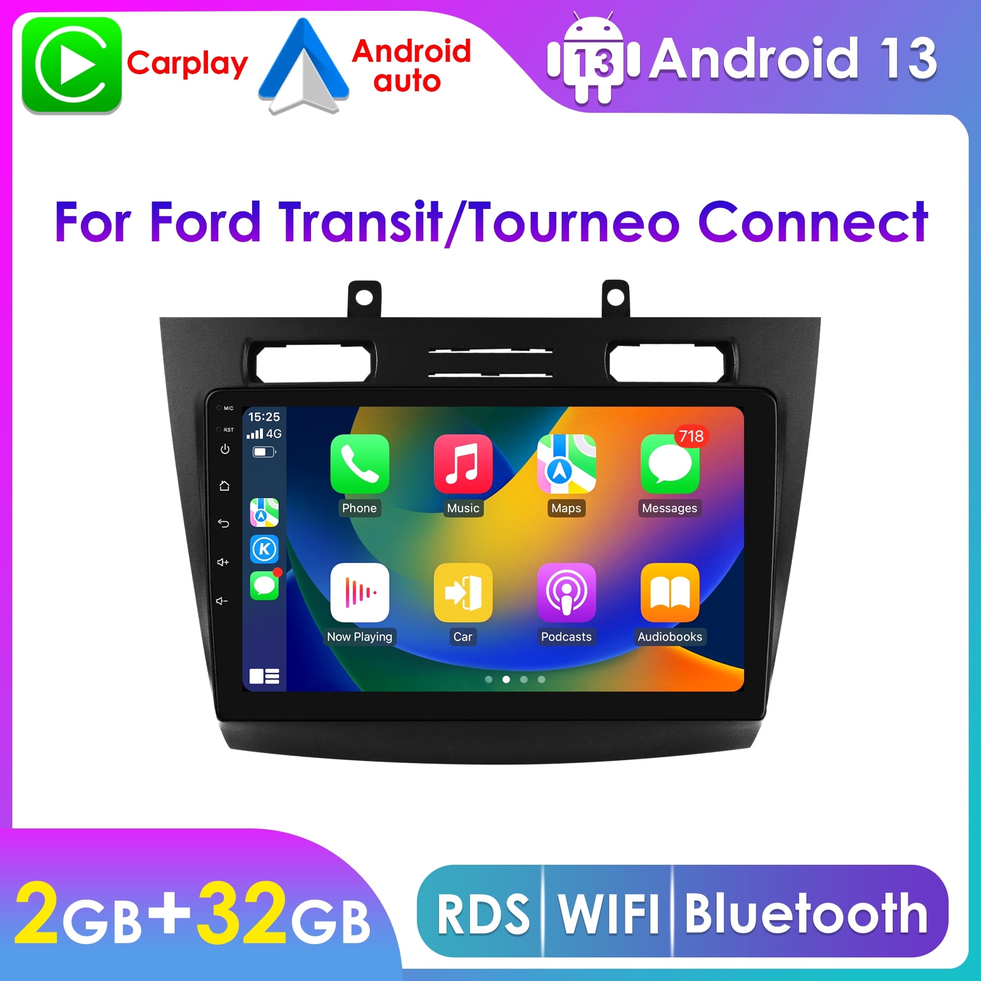 Android Auto Apple Carplay 2+32GB Bluetooth Wifi RDS Car Stereo Radio ...