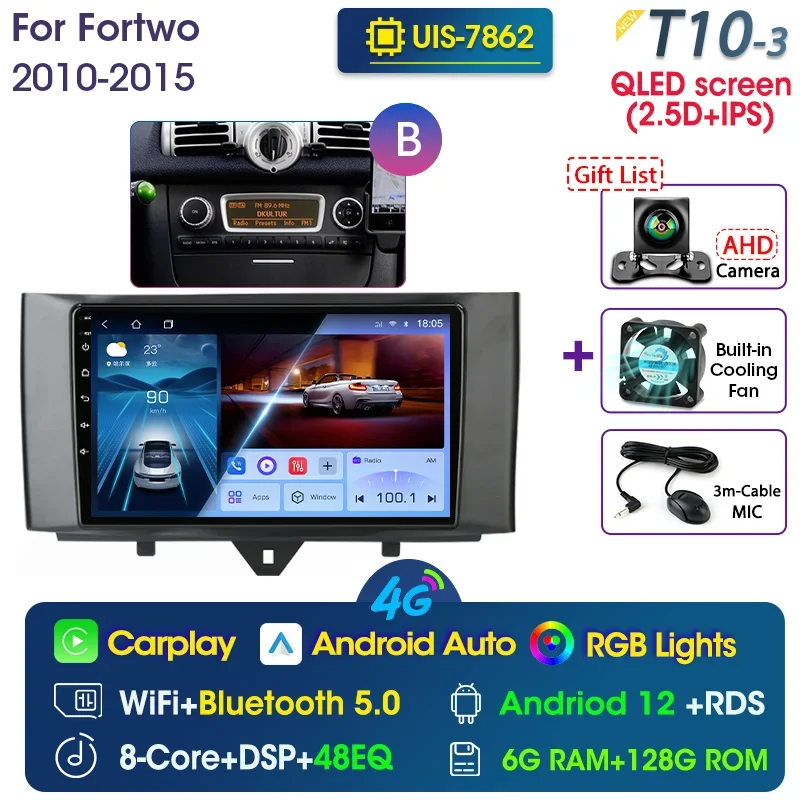 Android Car Radio for Mercedes Benz Smart Fortwo 451 2005-2015 ...